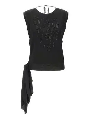 JACQUES Name Jewel-embroidered Top - Black
