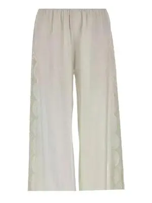 MAURIZIO MYKONOS Lace Embroidered Trousers - Neutrals