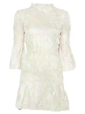 GONGDID DESIGN Pleated Bell-sleeve Mini Dress - Neutrals