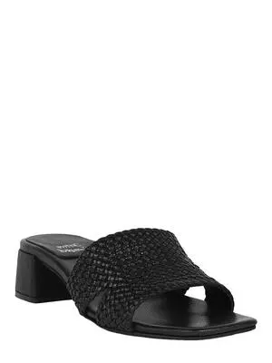Jeffrey Campbell Woven Leather Slides - Black