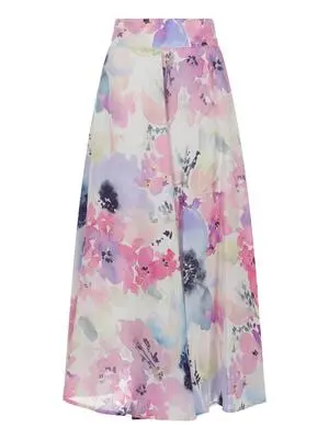 120% Lino Linen Long Skirt - Multicolour