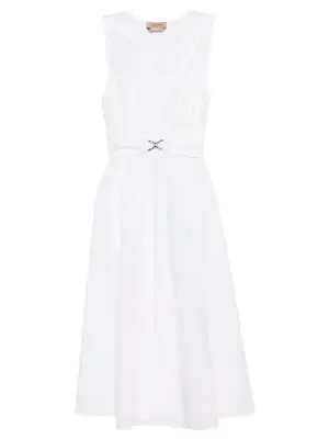 TWINSET V-neck Belted Midi Dress - White