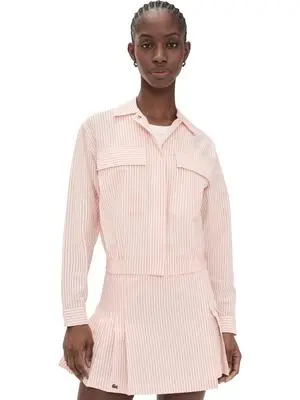 Lacoste Seersucker Stripe Jacket - Flour/miami Orange