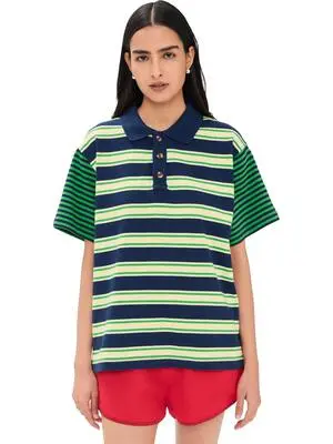 DAMSON MADDER Rugby Mix Stripe Polo Shirt - Multi