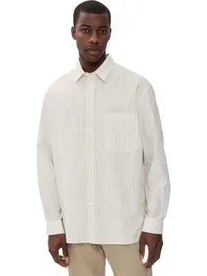 Maison Kitsuné Striped Oversize Shirt - Ecru/taupe Grey