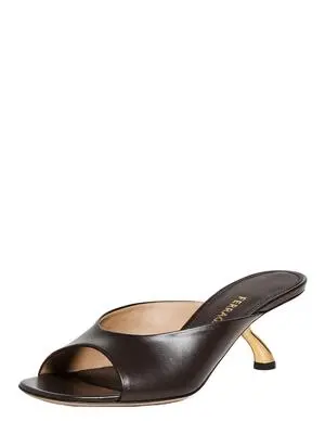 FERRAGAMO Igea 55 Leather Mules - T. Moro/biscotto/testa Di