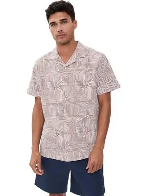 FAIR HARBOR Castaway Textured Camp Shirt - Wavy Sands