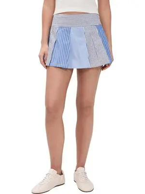 ROWING BLAZERS Mini Mixed Stripe Pleated Skirt - Blue