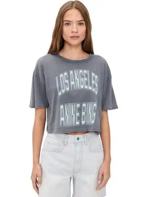 ANINE BING Johnny Cropped Tee - Washed Grey