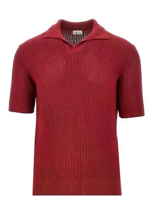 GALLIA Textured Polo - Red
