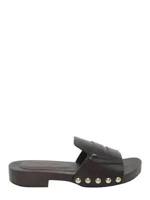 ANGEL ALARCON Studded Round Toe Sandals - Brown