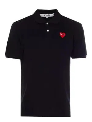 Play Comme Des Garcon Logo-patch Polo Shirt - Black
