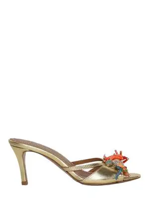 ALAMEDA TURQUESA Bahamas Beaded Mules - Gold