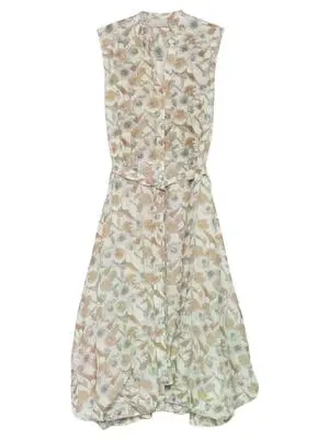 Hemisphere Floral-print Belted Midi Dress - White