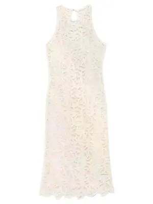 Patrizia Pepe Round Neck Midi Dress - Neutrals