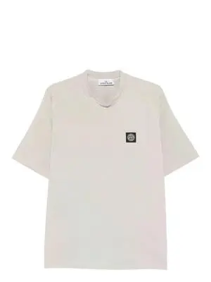 Stone Island Crew-neck Logo-patch T-shirt - Neutrals