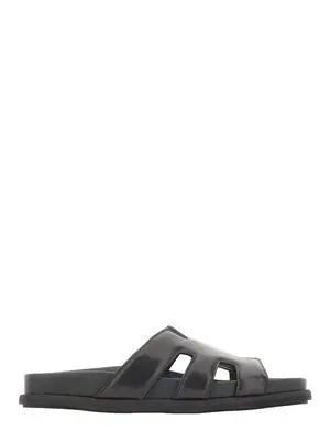 FABI Cut-out Strap Leather Sandals - Black