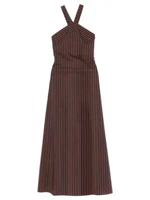 Patrizia Pepe Pinstripe-pattern Maxi Dress - Brown