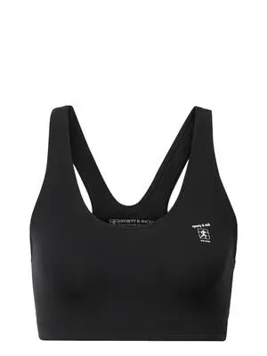 SPORTY & RICH Billie Printed Stretch Sports Bra - Black