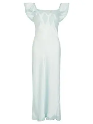 LoveShackFancy Karmine Lace-trim Satin Midi Dress - Light Blue 2