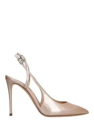 Casadei Patent Leather Slingback Heels - Beige