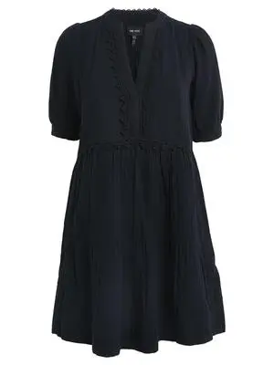ME+EM Cotton Cheesecloth Swing Mini Dress - Navy