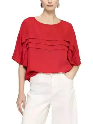 NISSA Pleated Top - Red