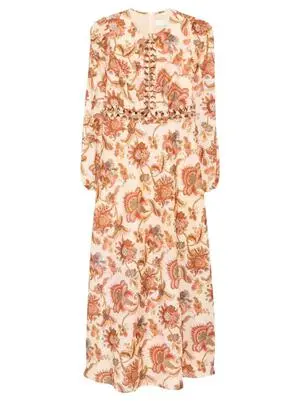 Zimmermann Aster Floral-print Midi Dress - Neutrals