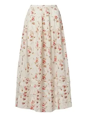 DÔEN Marie Floral Cotton Midi Skirt - Multicoloured