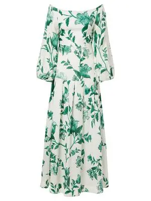 Agua Bendita Senlis Printed Off-shoulder Maxi Dress - White