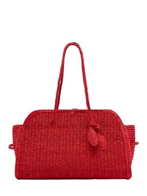 Jacquemus Turismo Small Raffia Bowling Bag - Red
