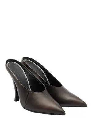 Magda Butrym Leather Pointed Toe Mules - Brown