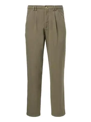 Brunello Cucinelli Cotton And Linen Straight Pants Green