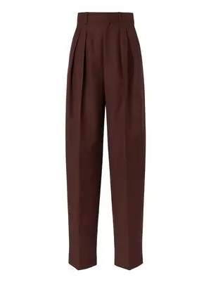 Saint Laurent Wool And Mohair Wide-leg Pants - Brown