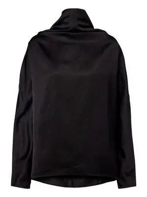 TOTEME Draped Satin Blouse - Black