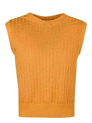 TOD'S Cotton-blend Knit Vest With Embroidered Monogram - Orange