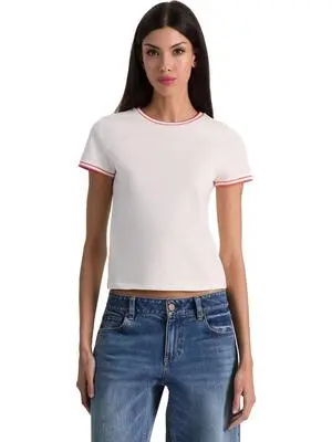 Alice + Olivia Cindy Cropped Ringer T-shirt - White