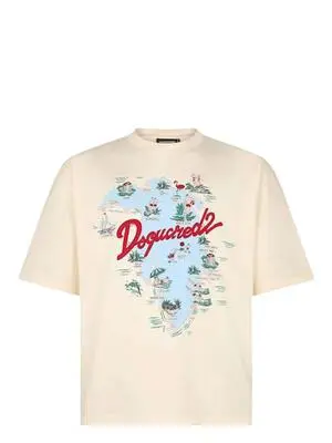 Dsquared2 S71gd1643 Loose Fit Tee Shirt - Beige