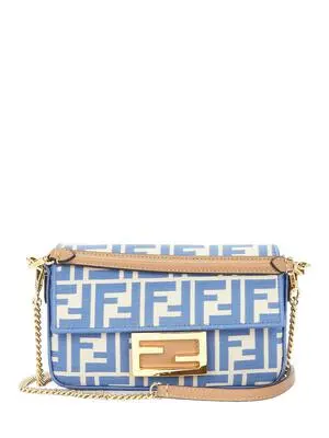 Fendi Zucca Baguette Shoulder Bag Blue