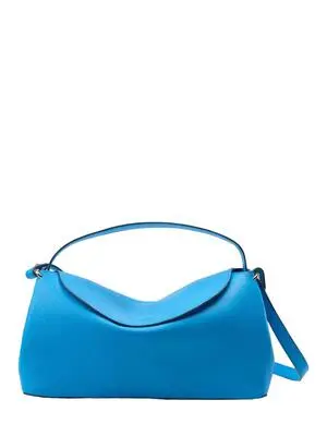 TUSK Ani Satchel In Italian Pebble Grain Leather - Azure