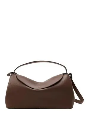 TUSK Ani Satchel In Italian Pebble Grain Leather - Espresso