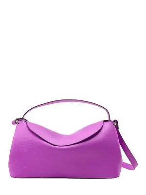 TUSK Ani Satchel In Italian Pebble Grain Leather - Magenta