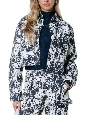 COLOURFUL REBEL Olle Cow Cropped Worker Blouse - Blue