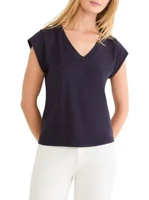 NIC+ZOE Cotton Cap-sleeve T-shirt - Dark Indigo