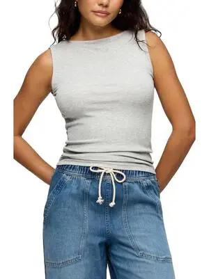 NUUDS Slinky Boat Neck Rib Tank Heather Grey