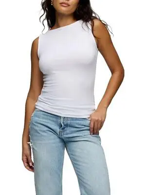 NUUDS Slinky Boat Neck Rib Tank White