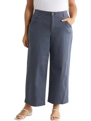 Wit & Wisdom Skyrise Crop Wide Leg Twill Pants - Shadow