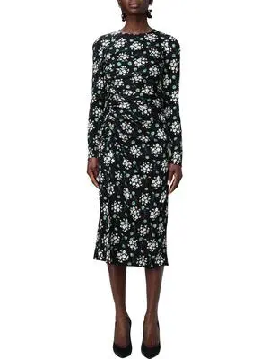 Dolce & Gabbana Floral Print Stretch Silk Midi Dress - Multicolor