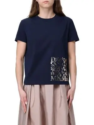 Max Mara Cotton Jersey T-shirt With Logo Detail - Blue