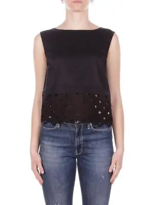 Max Mara Max Mara Sleeveless Laser-Cut Detail Top Black